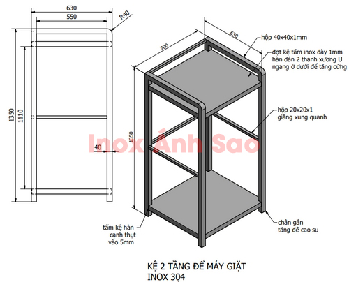 KHUNG KỆ INOX 304 K33 | IbK | Công Ty TNHH INOX Ánh Sao