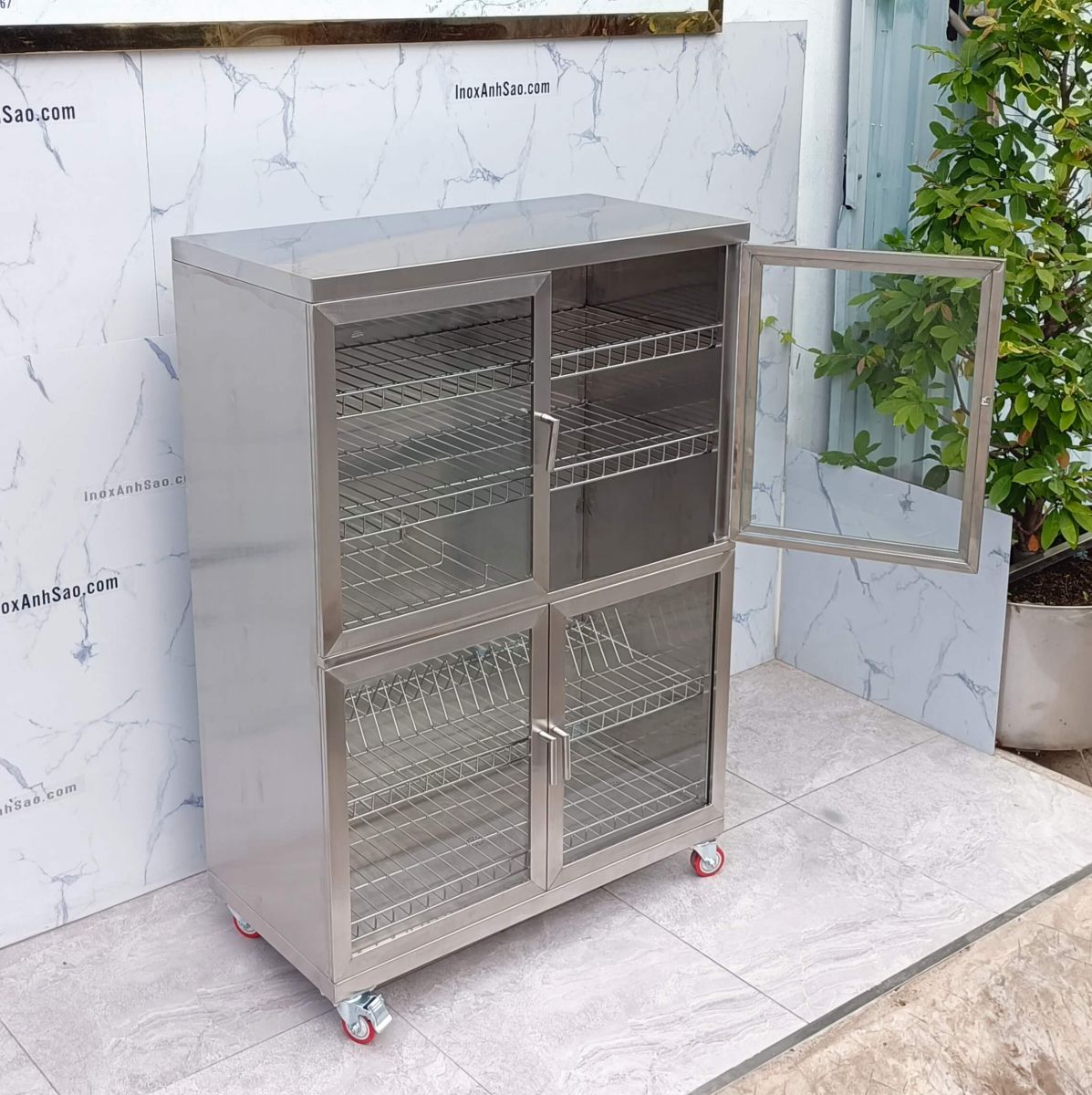 TỦ CHÉN INOX 304 4 CÁNH CỬA B65 | A2x | Công Ty TNHH INOX Ánh Sao